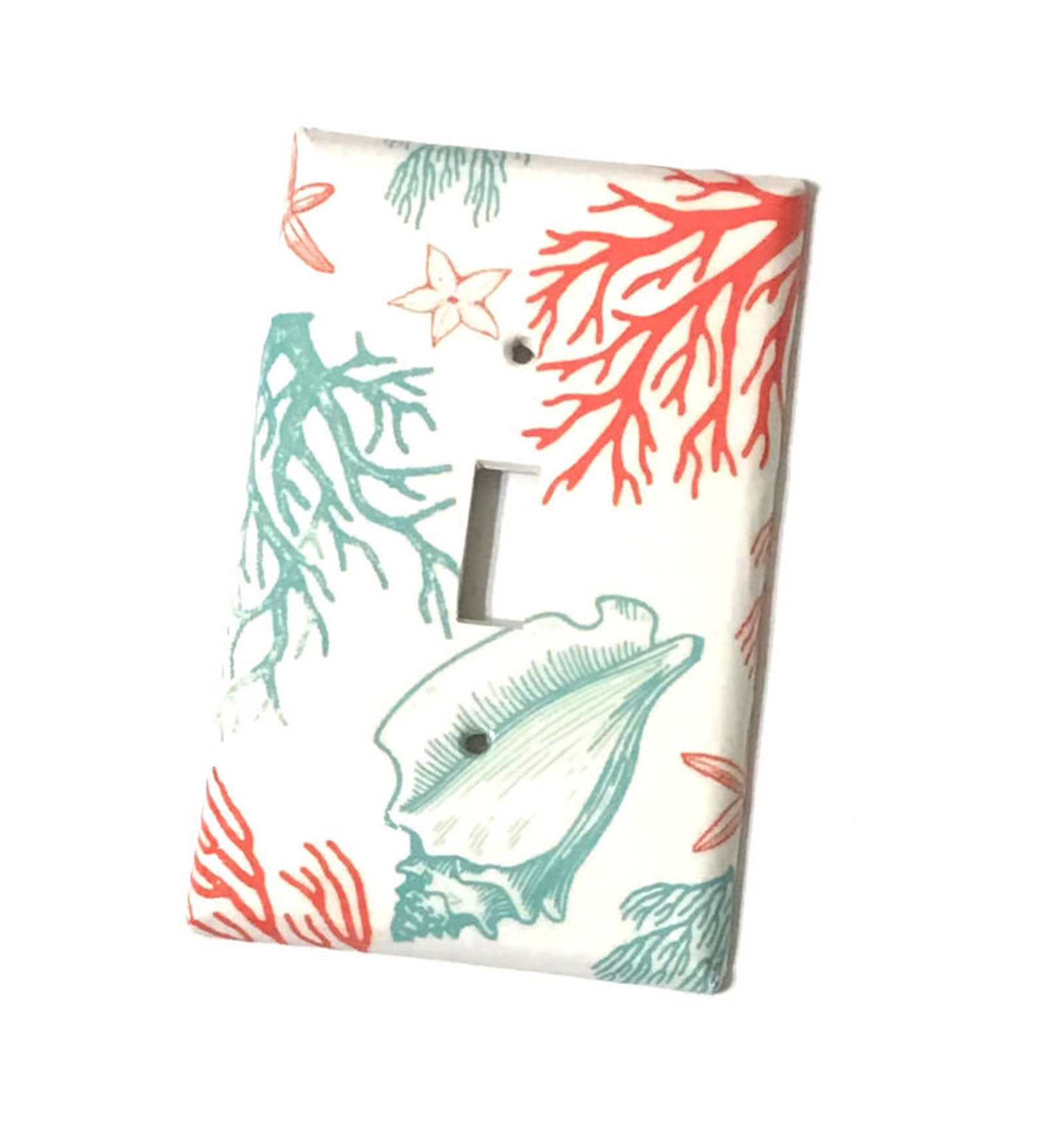 Ocean Light Switch Cover / Coral Seafoam Shells / Beach Cottage Decor ...