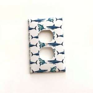 Shark Switchplate Cover, Navy Blue Nautical Decor - Etsy