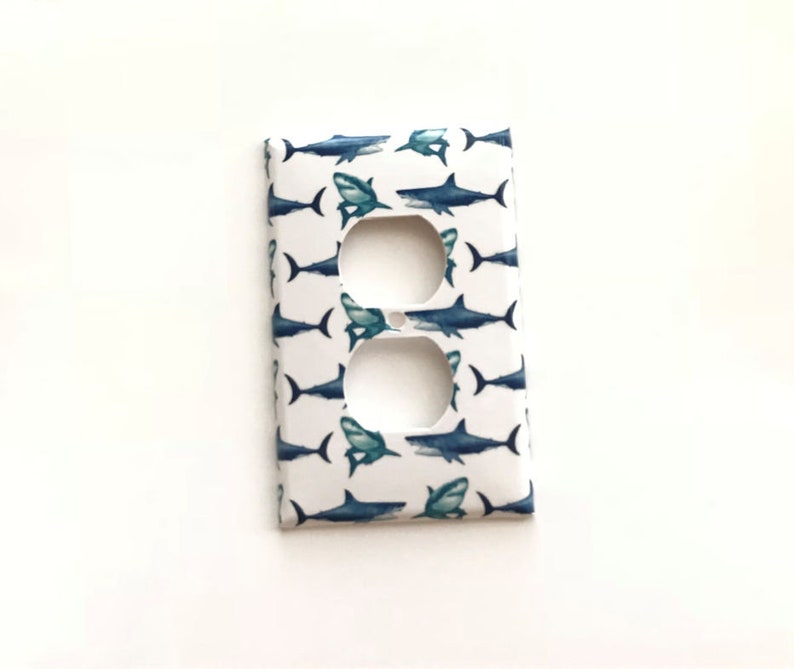 Shark Switchplate Cover, Navy Blue Nautical Decor - Etsy