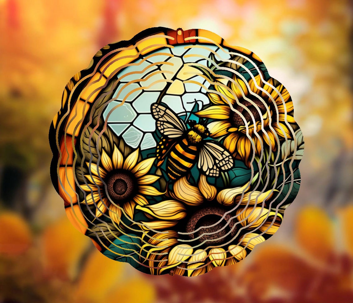 Honeybee, Wind Spinner, Garden Spinner, Honeycomb Bee Hive, Metal ...