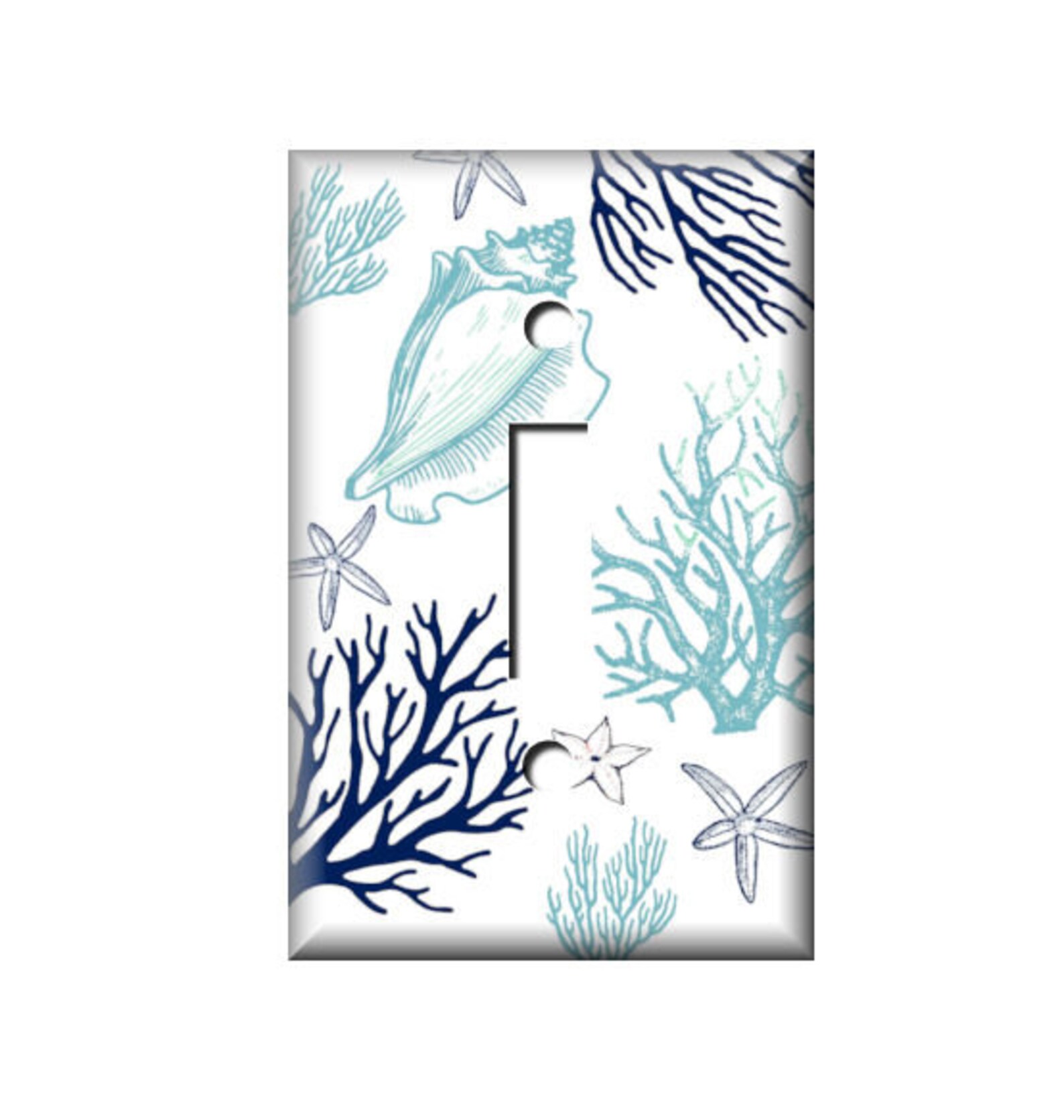 Seashell Light Switch Cover / Coral Seafoam Shell / Navy Beach | Etsy