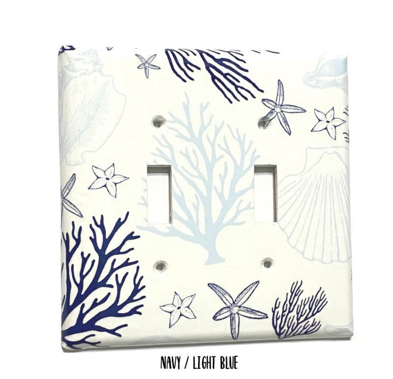 Seashell Light Switch Cover / Coral Seafoam Shell / Navy Beach - Etsy