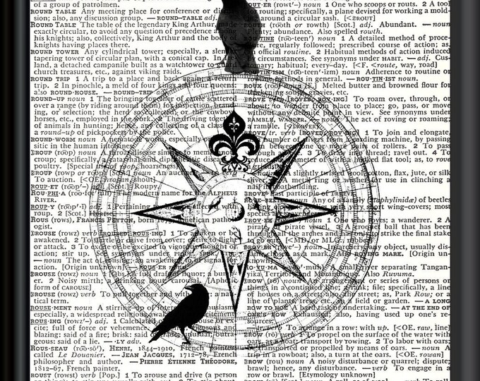 Gothic Crows Compass Vintage Dictionary Page Art - Etsy
