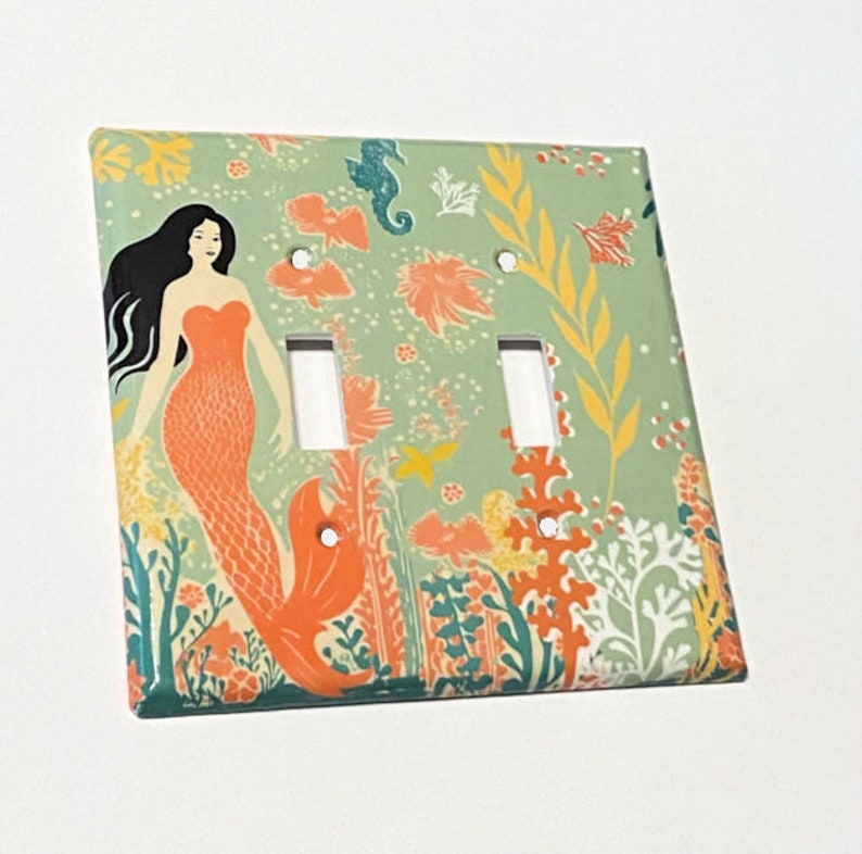 Cute Mermaid Switchplate Cover, Mermaid Light Switch, Coral Blue GFI ...