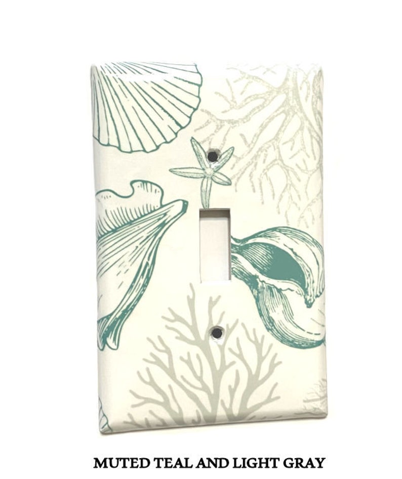 Seashell Light Switch Cover / Coral Seafoam Shell / Navy Beach - Etsy