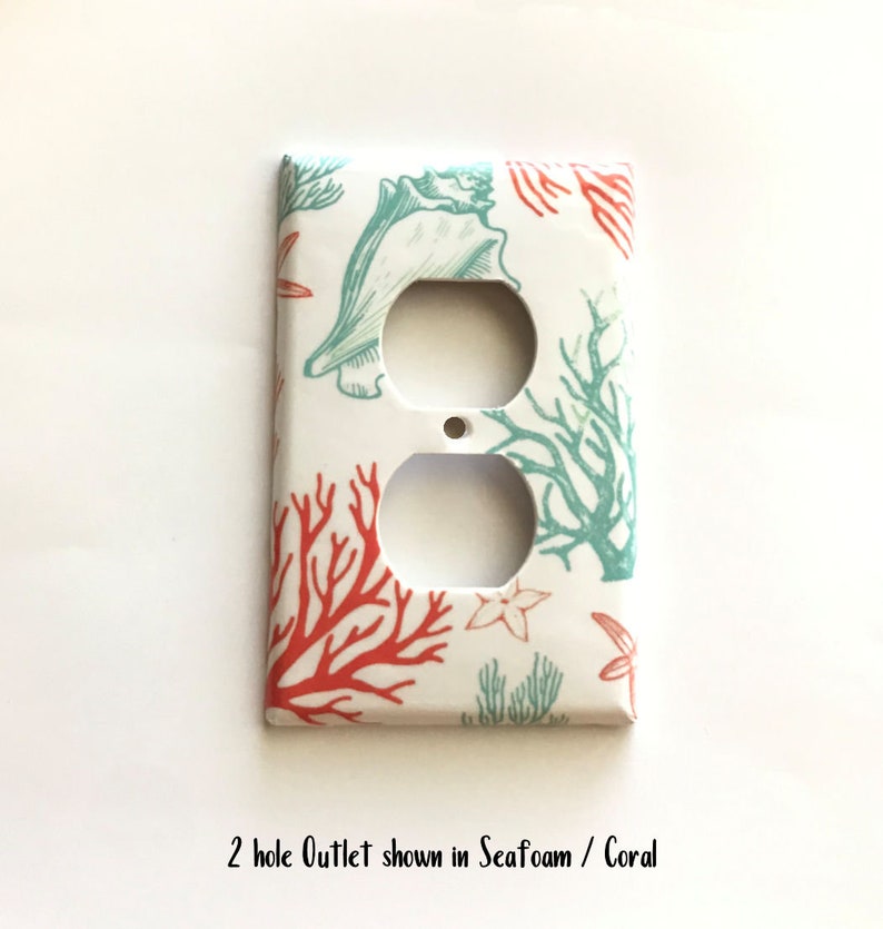 Seashell Light Switch Cover / Coral Seafoam Shell / Navy Beach - Etsy