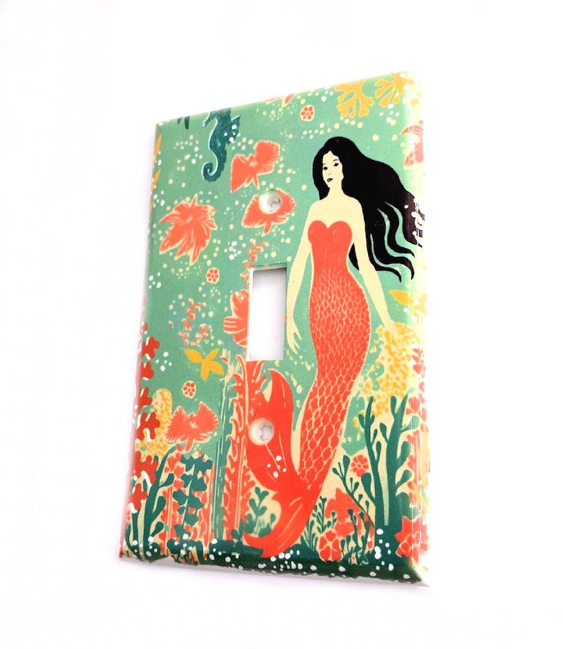 Cute Mermaid Switchplate Cover, Mermaid Light Switch, Coral Blue GFI ...