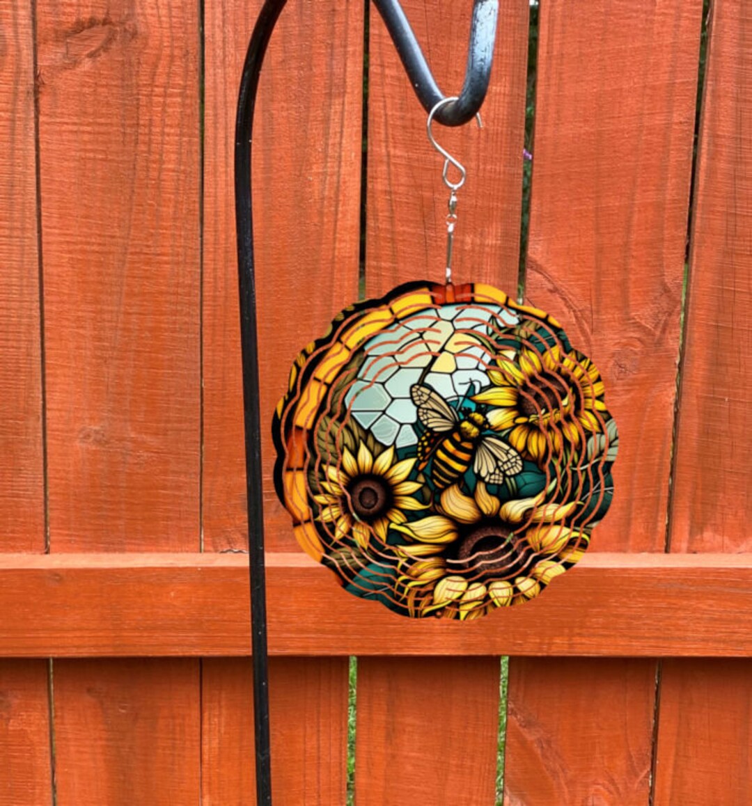 Honeybee, Wind Spinner, Garden Spinner, Honeycomb Bee Hive, Metal ...