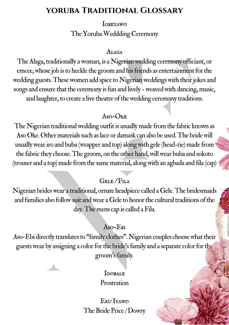 Yoruba Traditional Wedding Ceremony Booklet - CANVA Template - Etsy