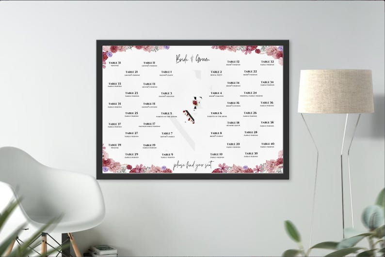 Personalised Wedding Table Seating Plan, A1 Event Seating Plan, Wedding ...