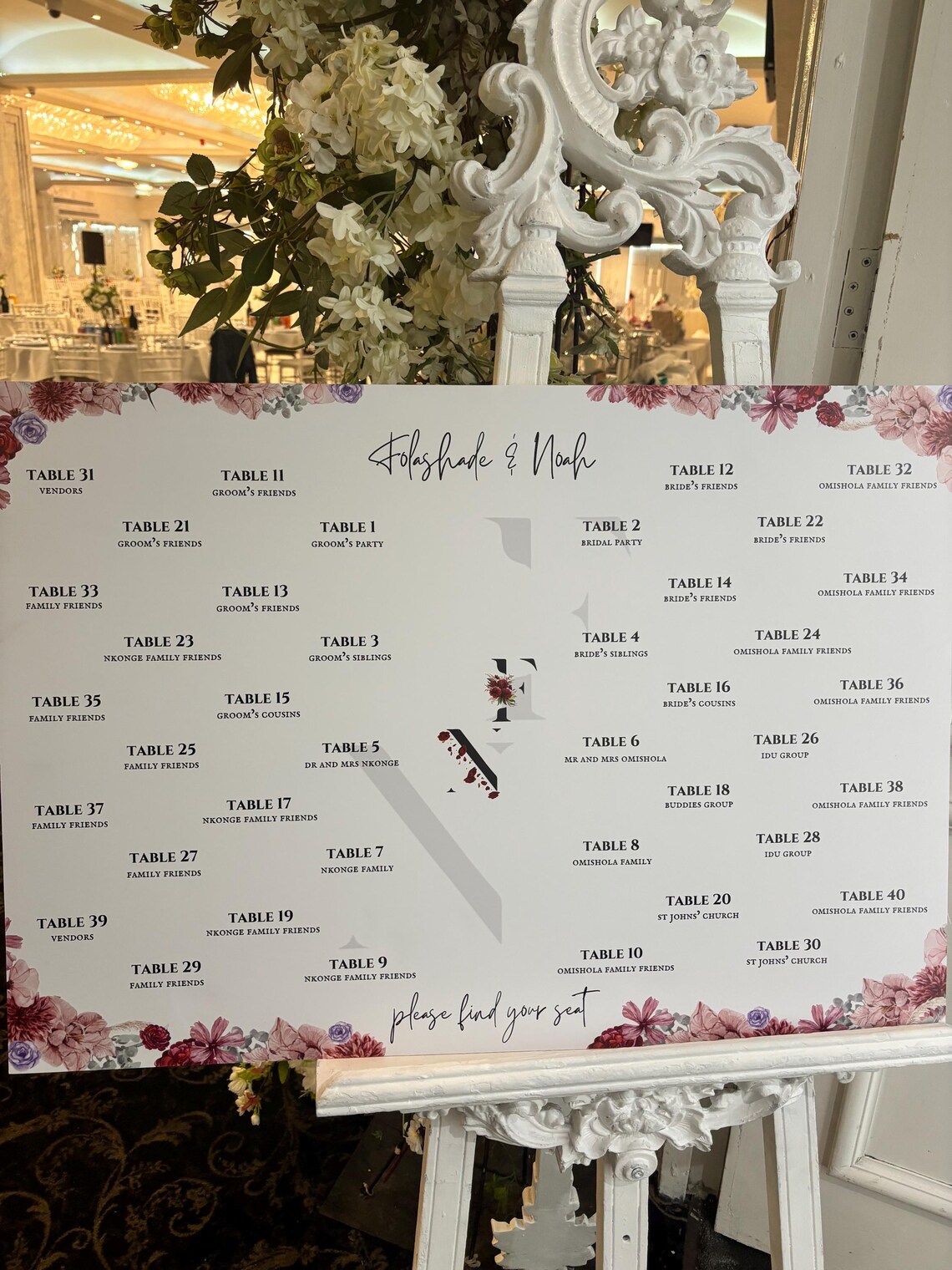 Personalised Wedding Table Seating Plan, A1 Event Seating Plan, Wedding ...