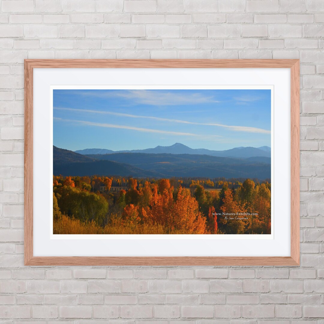 Stunning Autumn Valley Landscape Art Vibrant Fall Colors & Pine ...