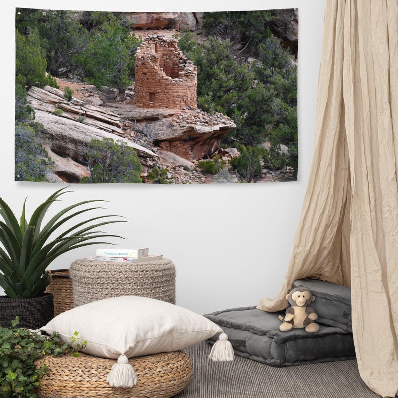 Stunning Painted Hand Pueblo Photo Flag or Tapestry Ancient Native ...