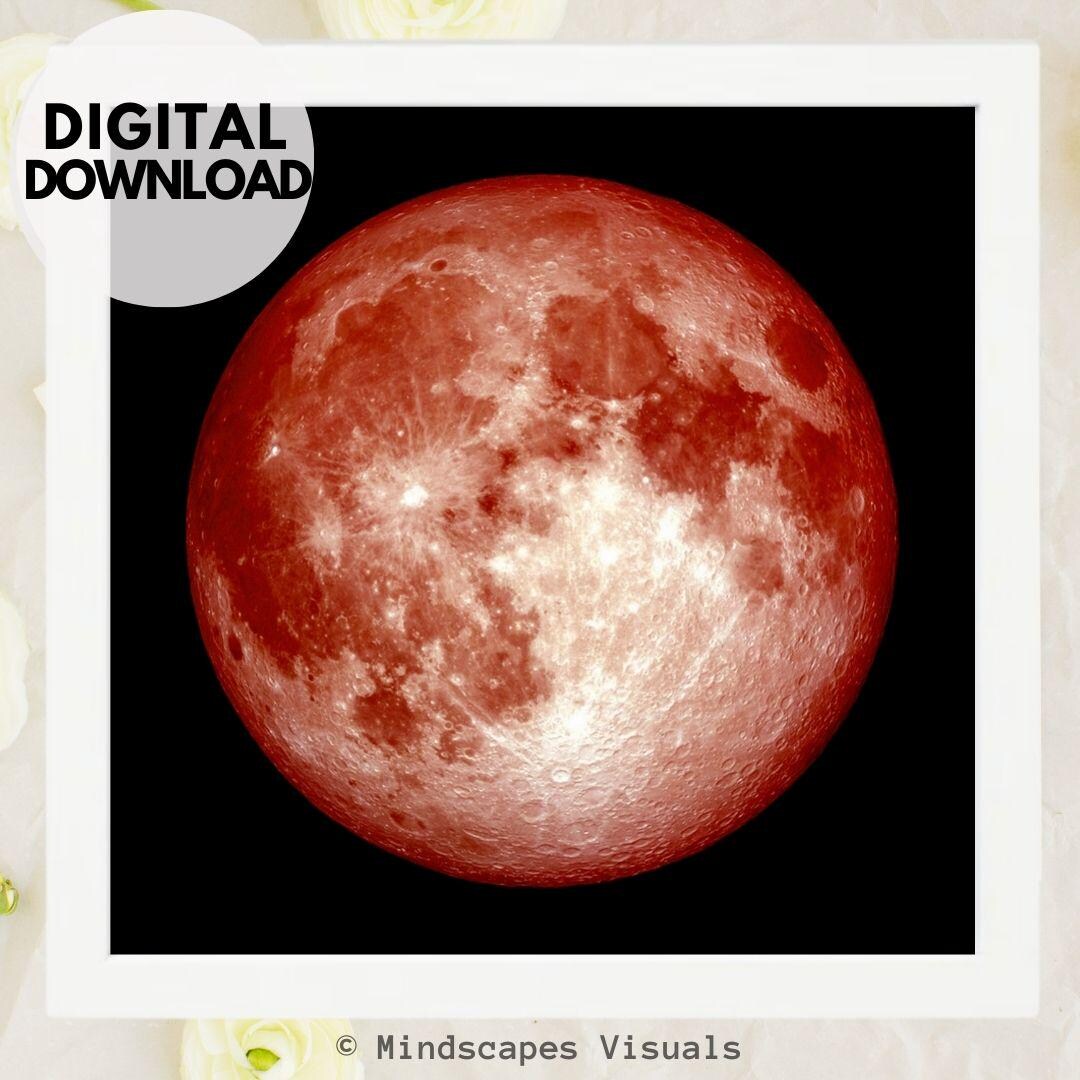 Digital Download Full Moon in Red. (for Print up to 45x45cm ...