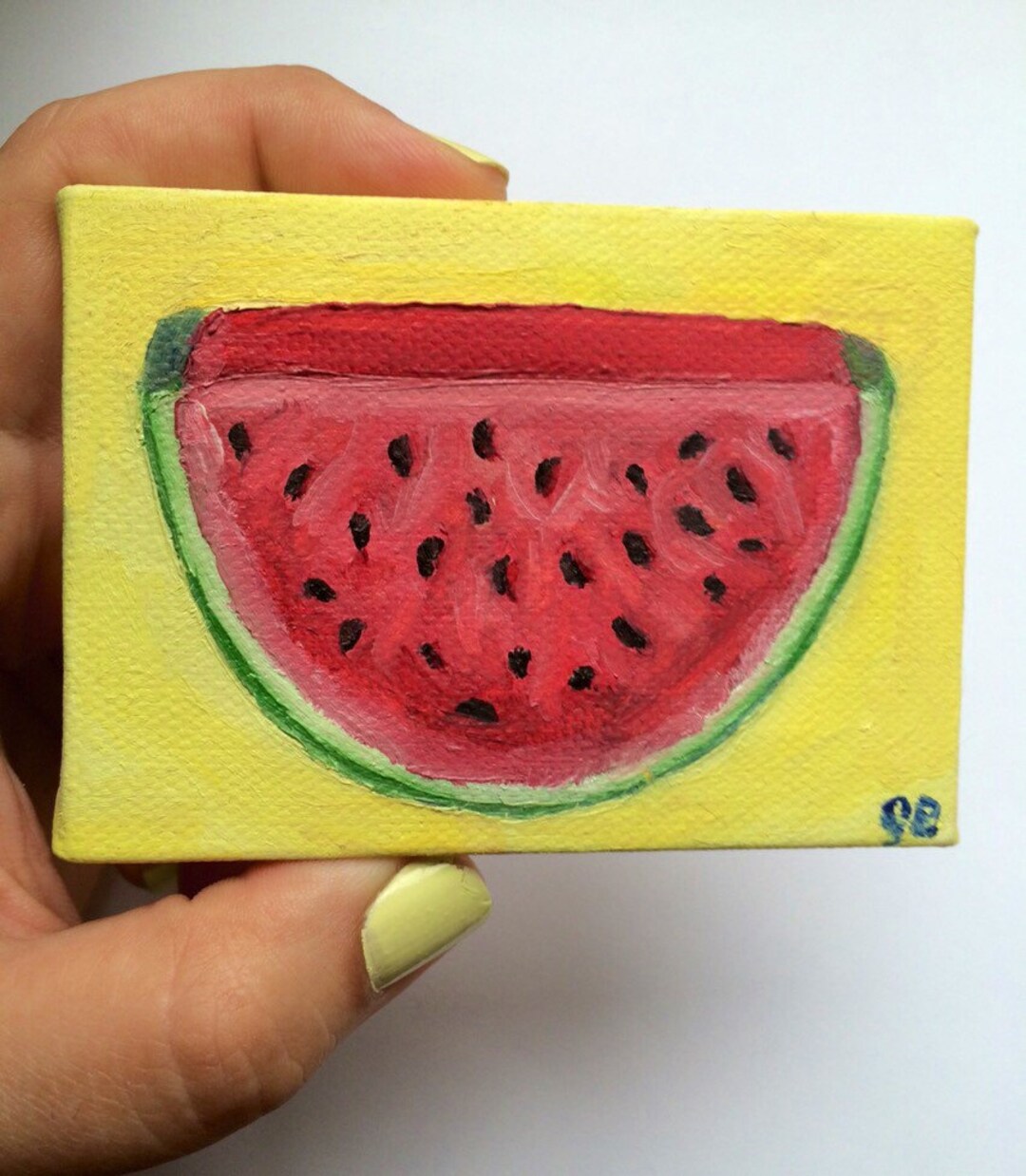 Original Watermelon Slice Mini Oil Painting 2.5 X 3.5 In - Etsy