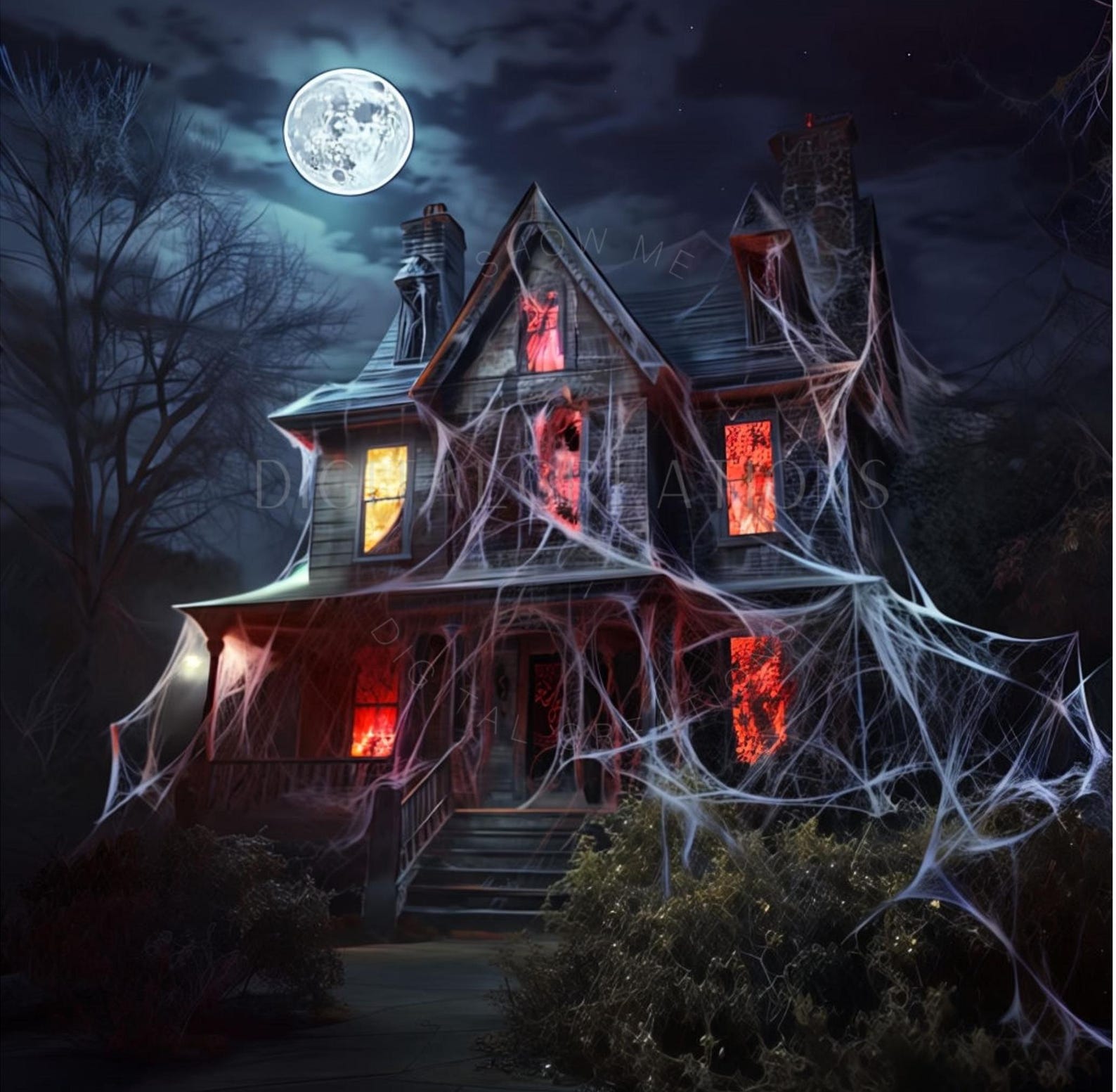 DIGITAL Haunted House With Spiderwebs PNG & JPEG Download - Etsy