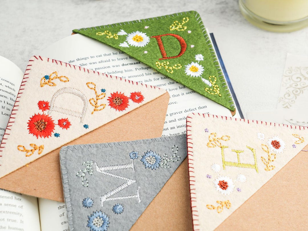 Felt Triangle Page Stitched Corner Handmade Bookmark,personalized Hand ...