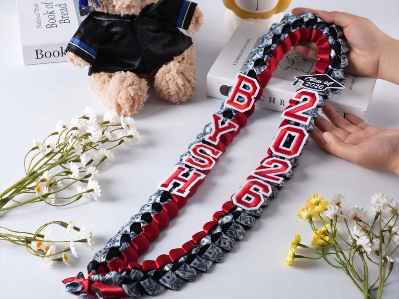 Personalized Graduation Lei 2026 - Custom Name & Year Satin Ribbon ...
