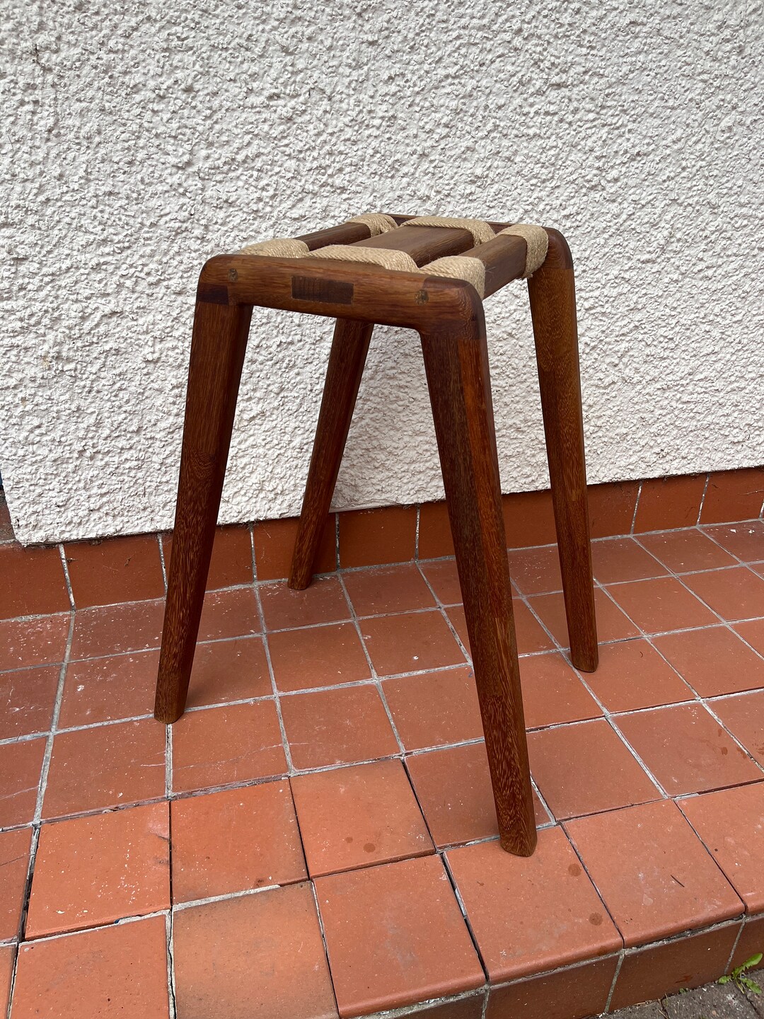 Reclaimed Iroko Wood Bar Stool - Etsy