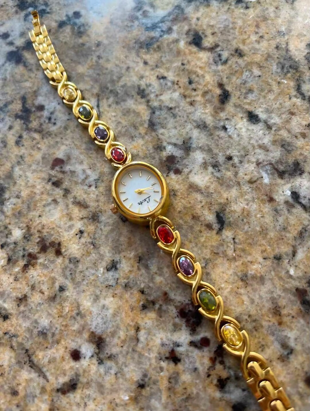 Gold Watch With Colourful Stones - Etsy