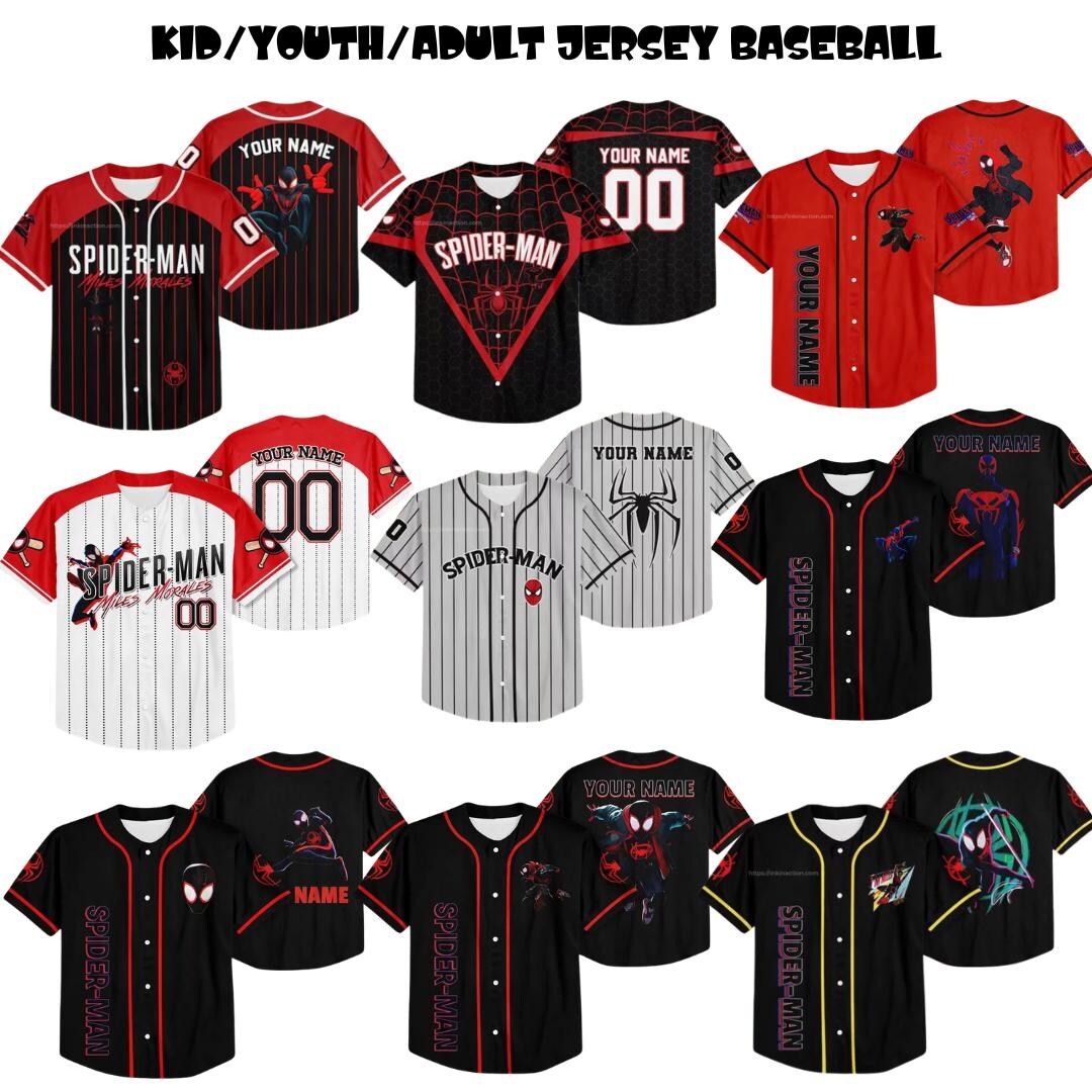Personalized Spiderman Baseball Jersey, Custom Spidey Baseball Jersey ...