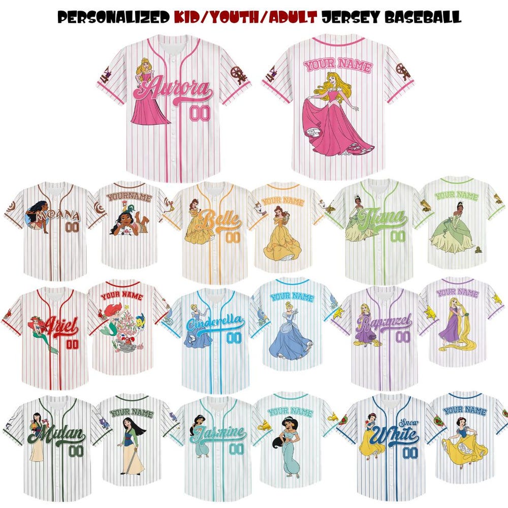 Personalized Disney Princess Baseball Jersey, Custom Name Baseball ...