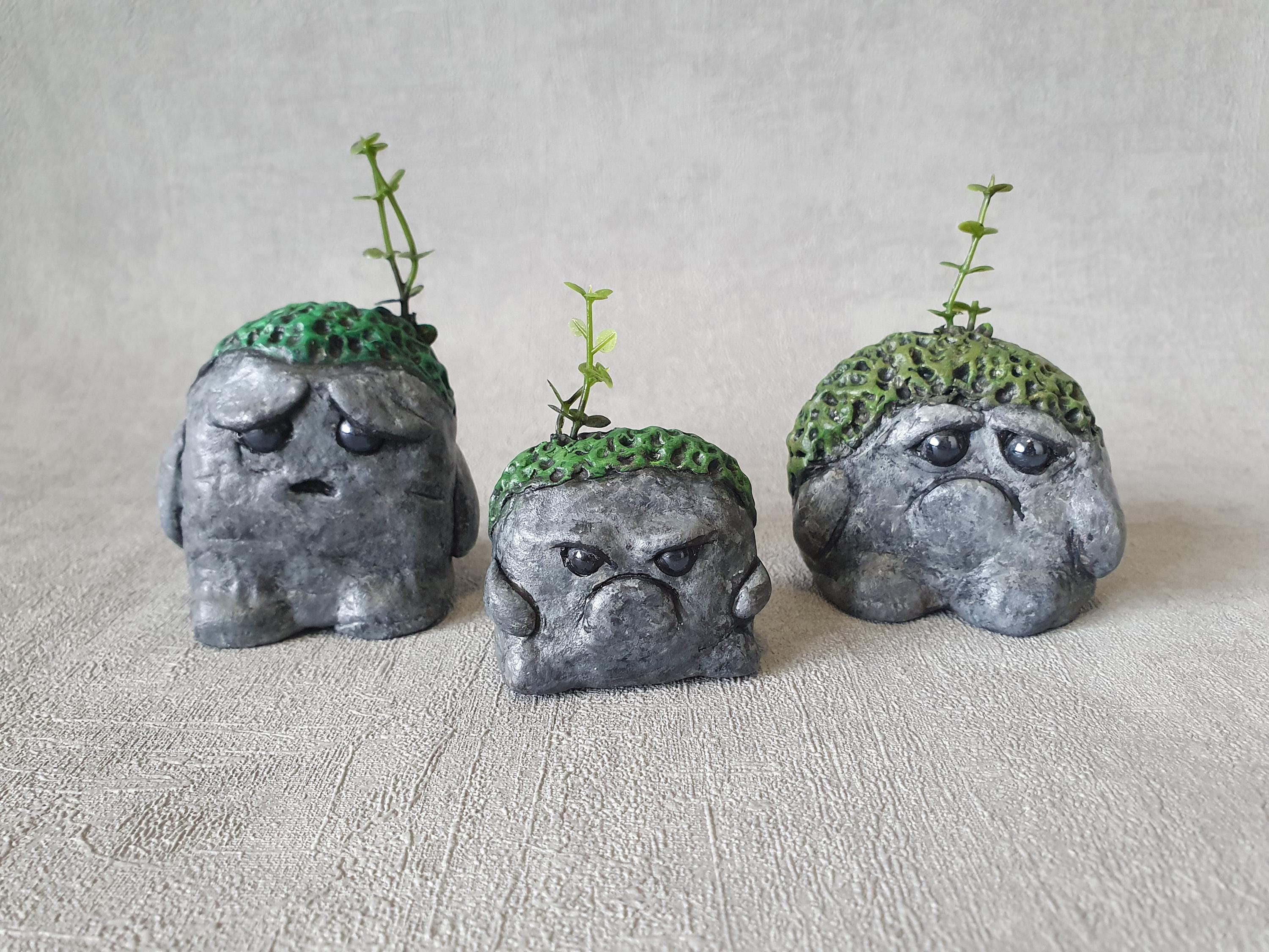 Set of 3 Fun Mossy Rock Trolls Forest Creatures Figurines Desk Buddies ...
