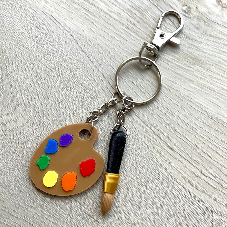 Paint Tray & Paintbrush 3D Printed Keychain - Etsy