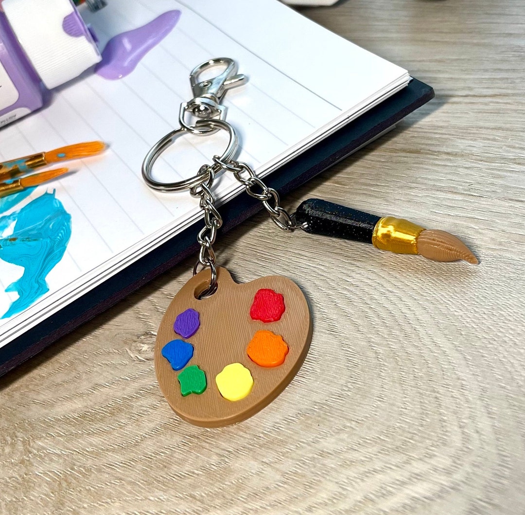 Paint Tray & Paintbrush 3D Printed Keychain - Etsy