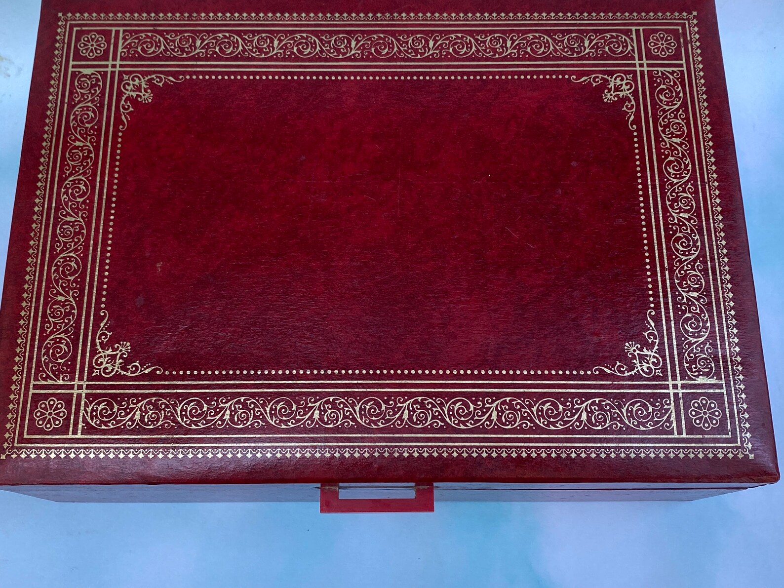 Vintage 1950s 60s Jewelry Box Red Leatherette With Gold Gilt and ...