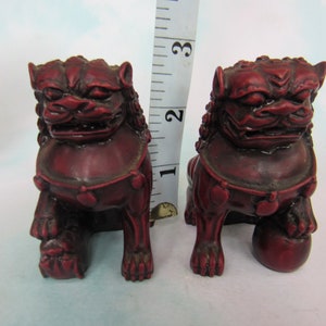 Vintage Chinese Rosewood Foo Dog Guardian Lion Statues Small and Fierce ...