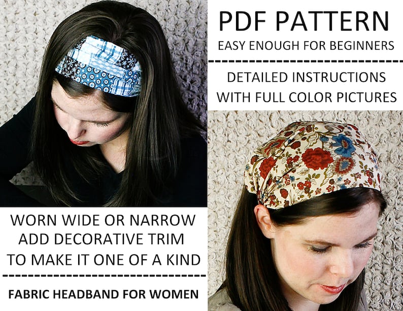 ADULT Head Covering Pattern Headcovering Pattern Wide Fabric Headband ...