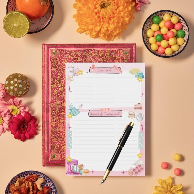 Kawaii Recipe Notepad, Printable Notepad, Recipe Notepad, Digital ...
