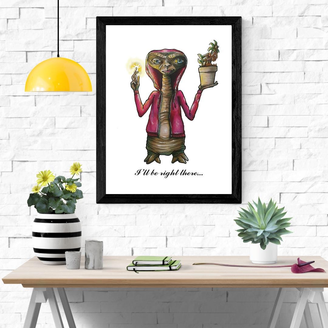 Hand-drawn. ET Poster. Printable E.T Movie Wall Art. Movie Lovers. ET ...