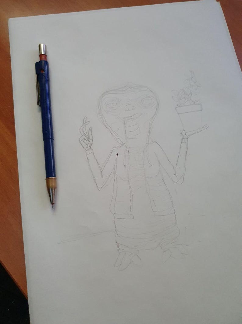 Hand-drawn. ET Poster. Printable E.T Movie Wall Art. Movie Lovers. ET ...