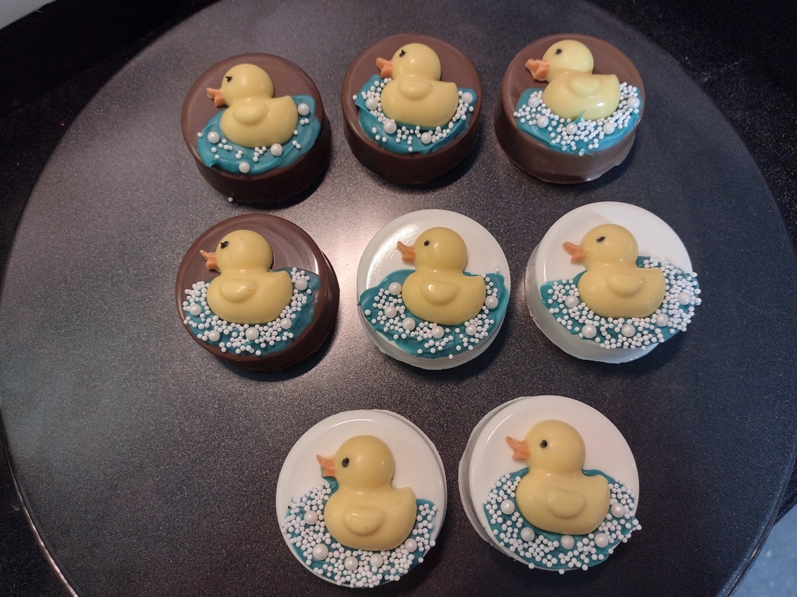 One Dozen Rubber Ducky Themed Chocolate Covered Sandwich Cookie Party ...