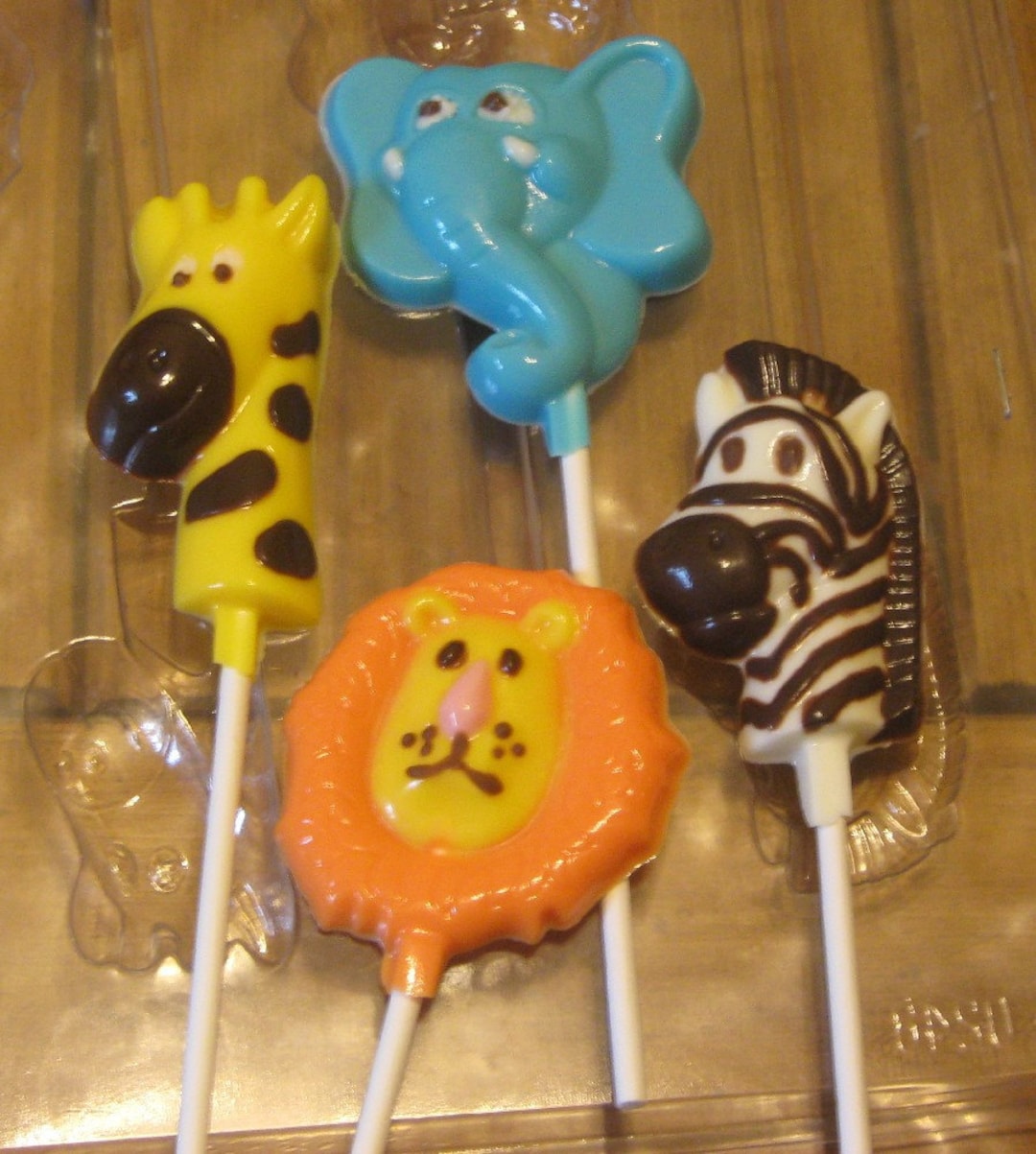 Zoo Jungle Pops Lion Giraffe Elephant and Zebra Party Favors Suckers - Etsy