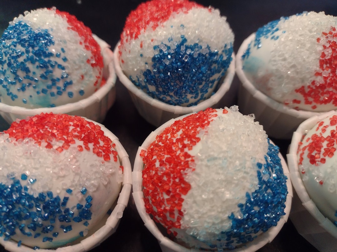 One Dozen Red White and Blue Snow-cone Themed Sandwich Cookie Balls ...