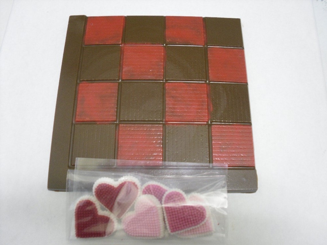 Checker Board with Checkers | Etsy