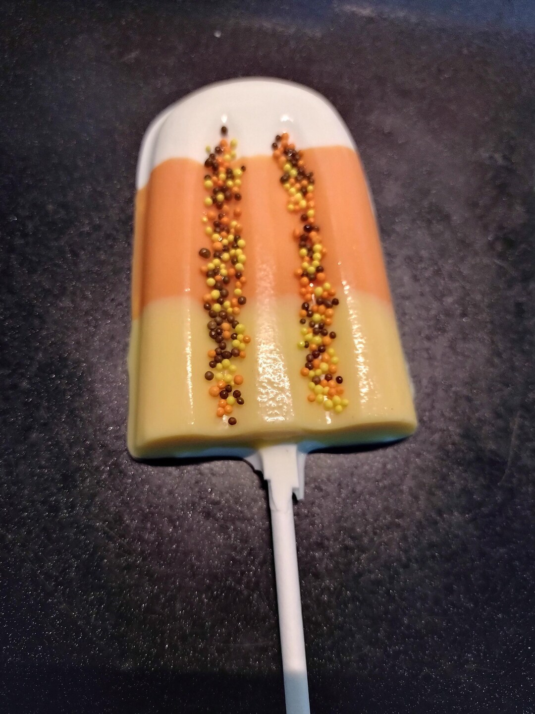 One Dozen Candy Corn Ice Cream Designed Solid Chocolate Lollipop Sucker ...