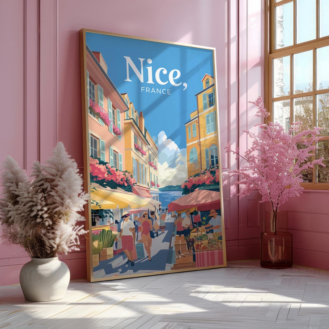Nice France Poster – Digital Download | Retro Wall Art, Nice City ...