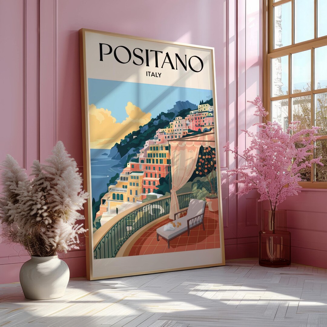 Positano Italy Poster – Digital Download | Retro Wall Art, Positano ...