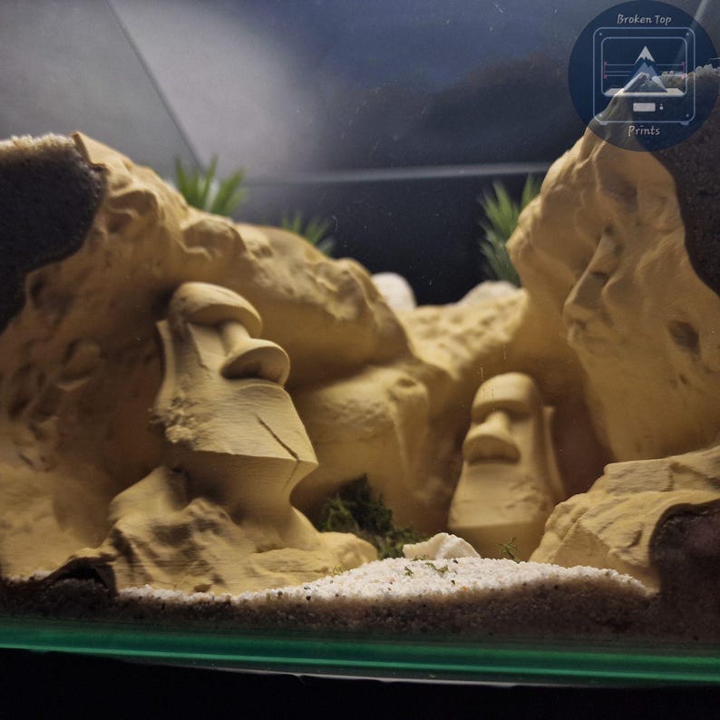 Moai Cave Aquarium Terrarium Decor: Easter Island Statue Tank Hideout ...