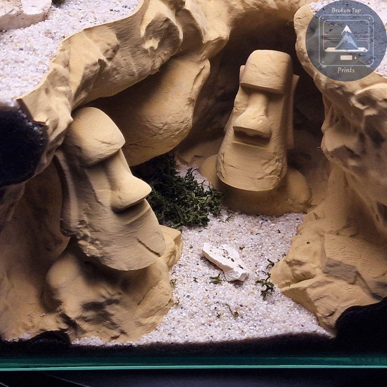 Moai Cave Aquarium Terrarium Decor: Easter Island Statue Tank Hideout ...
