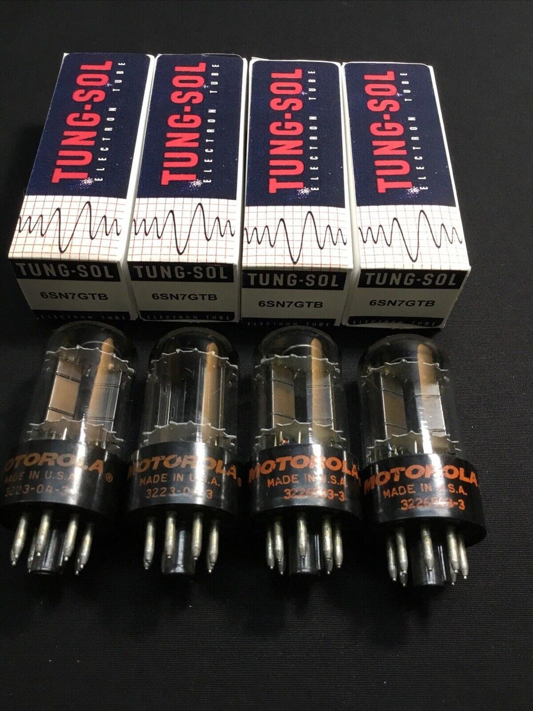Matched Quad 4 Tung Sol moto Label 6SN7GTB Vintage Vacuum Tubes Tested ...