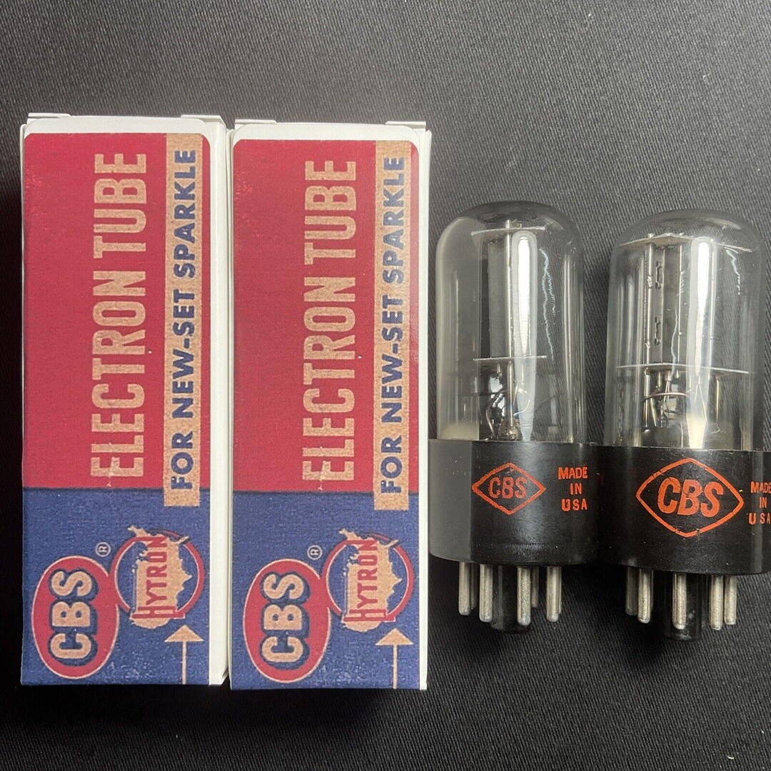 Matched Pair CBS 6SN7GT Audio Vintage Vacuum Tubes Tested Black Plates ...