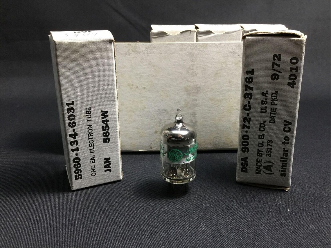 Nos Sleeve (5) GE 5654W 6AK5 Headphone Amp JAN Audio Preamp Vintage ...