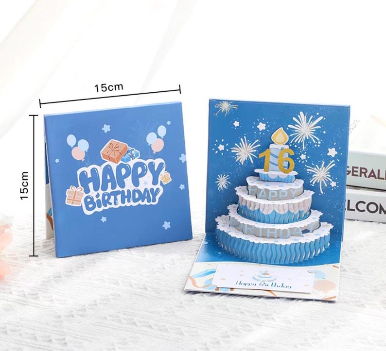 Popup Birthday Card With Layer Cake and Customized Numbers - Etsy