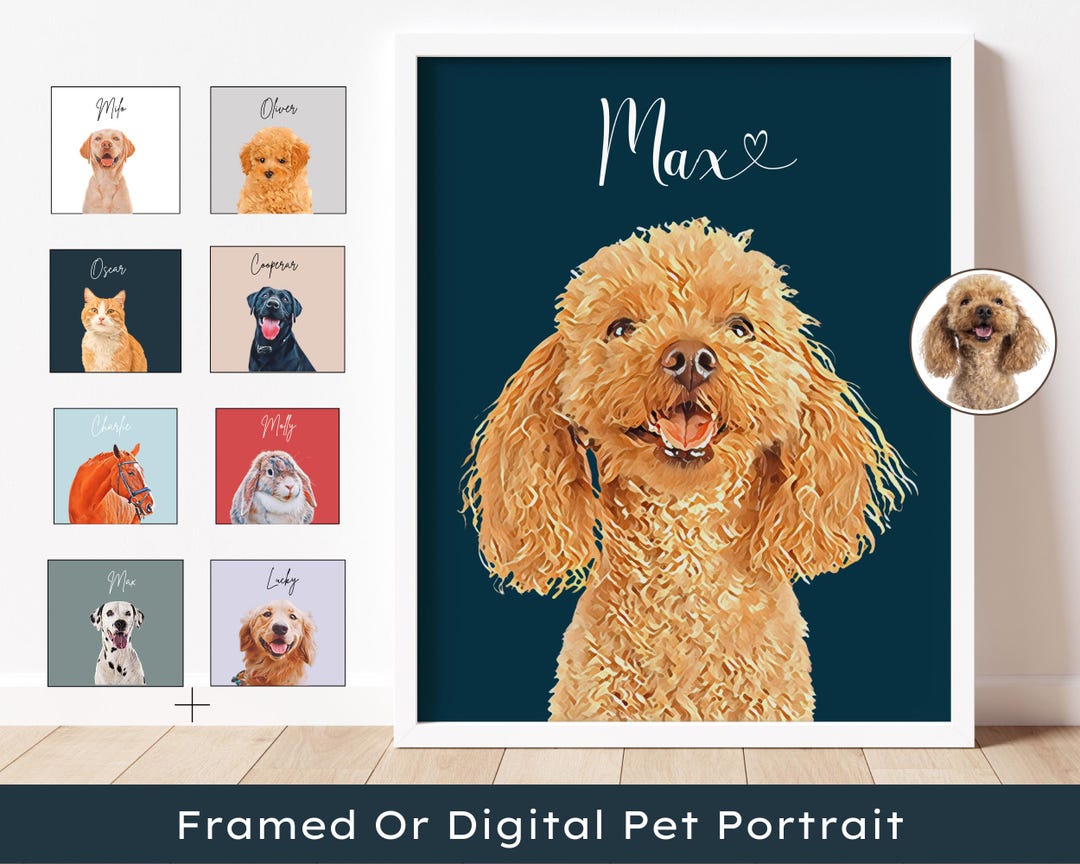 Personalized Pet Portraits From Photo Custom Digital Dog and Cat ...