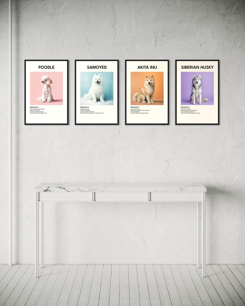Set of 12 Dog Breed Posters, Digital Download, Veterinary Wall Art ...